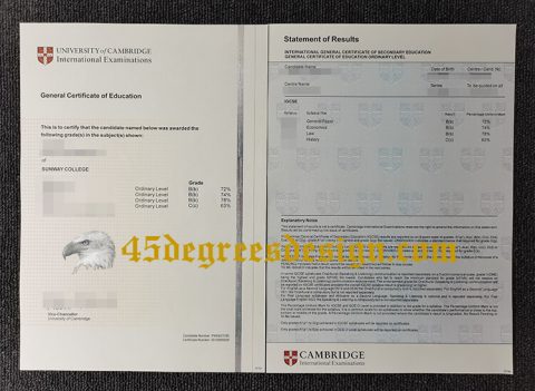 Fake University of Cambridge International Examinations GCE certificate ...