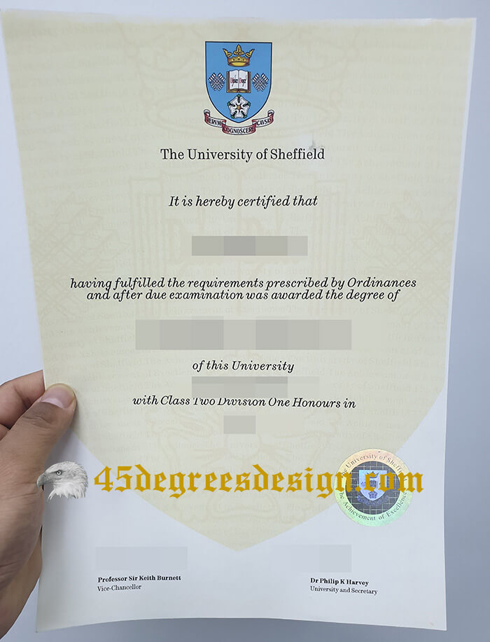University of Sheffield fake degree certificate for selling