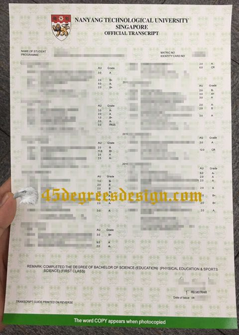 What does the original NTU transcript look like? Buy diploma