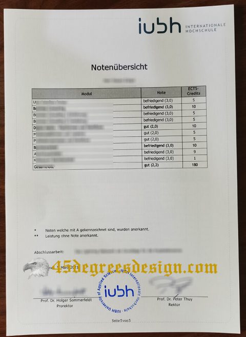 Make A Fake IUBH Internationale Hochschule transcript online