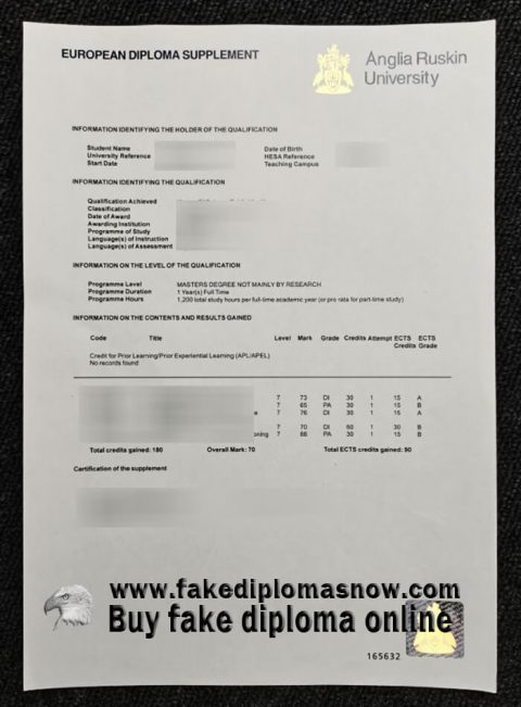 Order a fake Anglia Ruskin University diploma and transcript