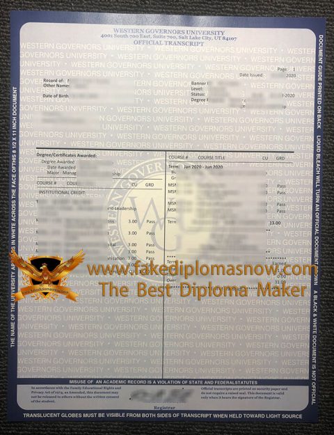 How to make a fake Western Governors University Official Transcript?