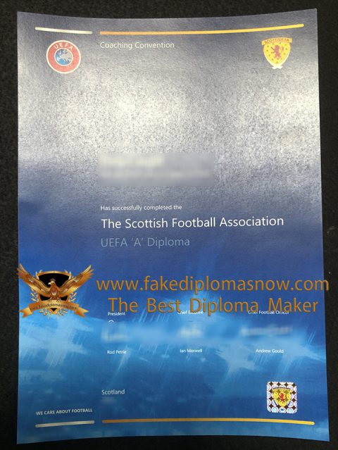 Buy The Scottish Football Association UEFA Diploma, Order a UEFA Diploma