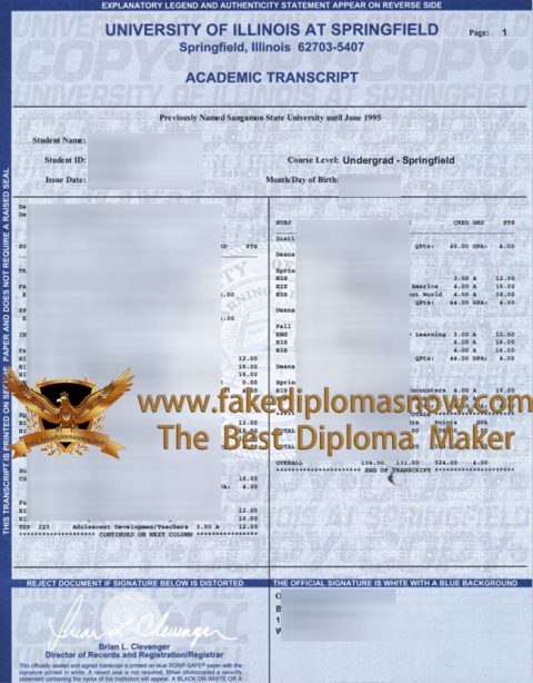 How to make a University of Illinois Springfield diploma and transcript?