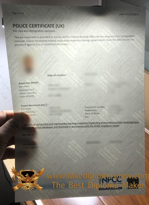 How to order a UK police clearance certificate with real watermark?