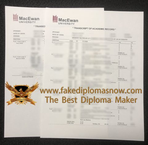 How a Macewan University transcript looks like